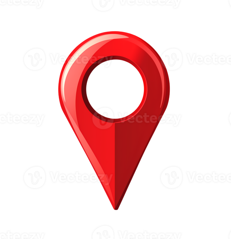 Location Icon red pin point, map address pointer symbol isolated on transparent background ...