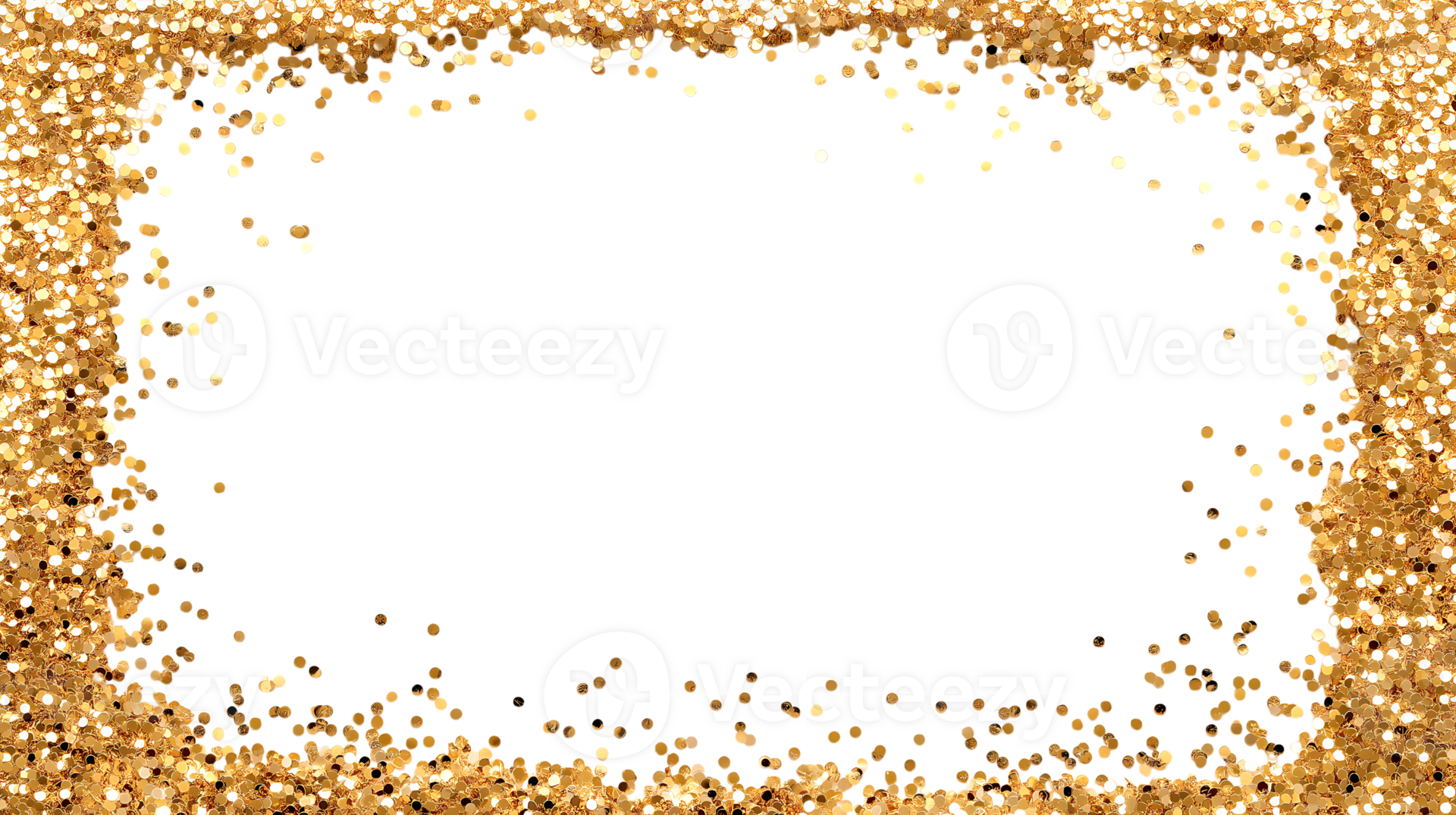 Elegant Gold Glitter Rectangle Border Frame isolated on transparent background 53348180 PNG
