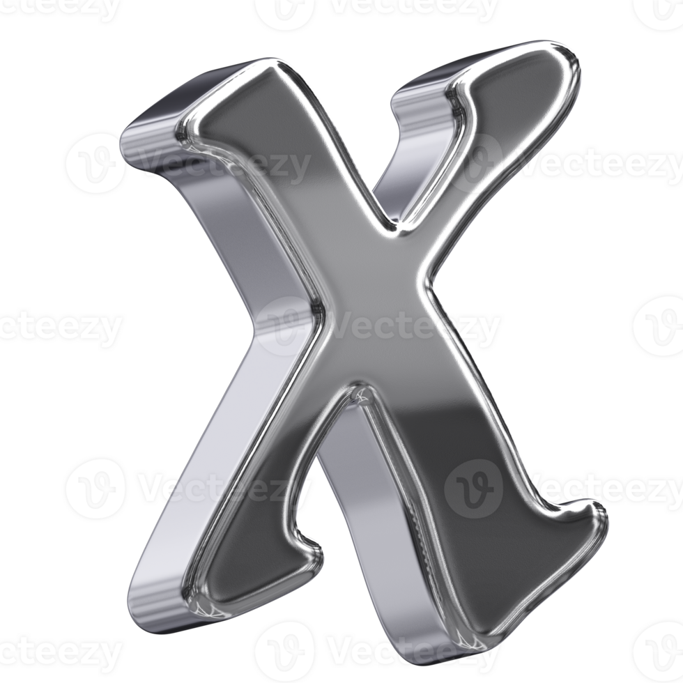 Refined Silver Chrome 3D Letter X 53348459 PNG