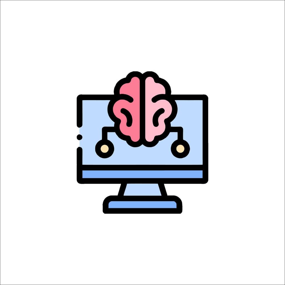 A computer screen with a brain icon 53351789 Vector Art at Vecteezy