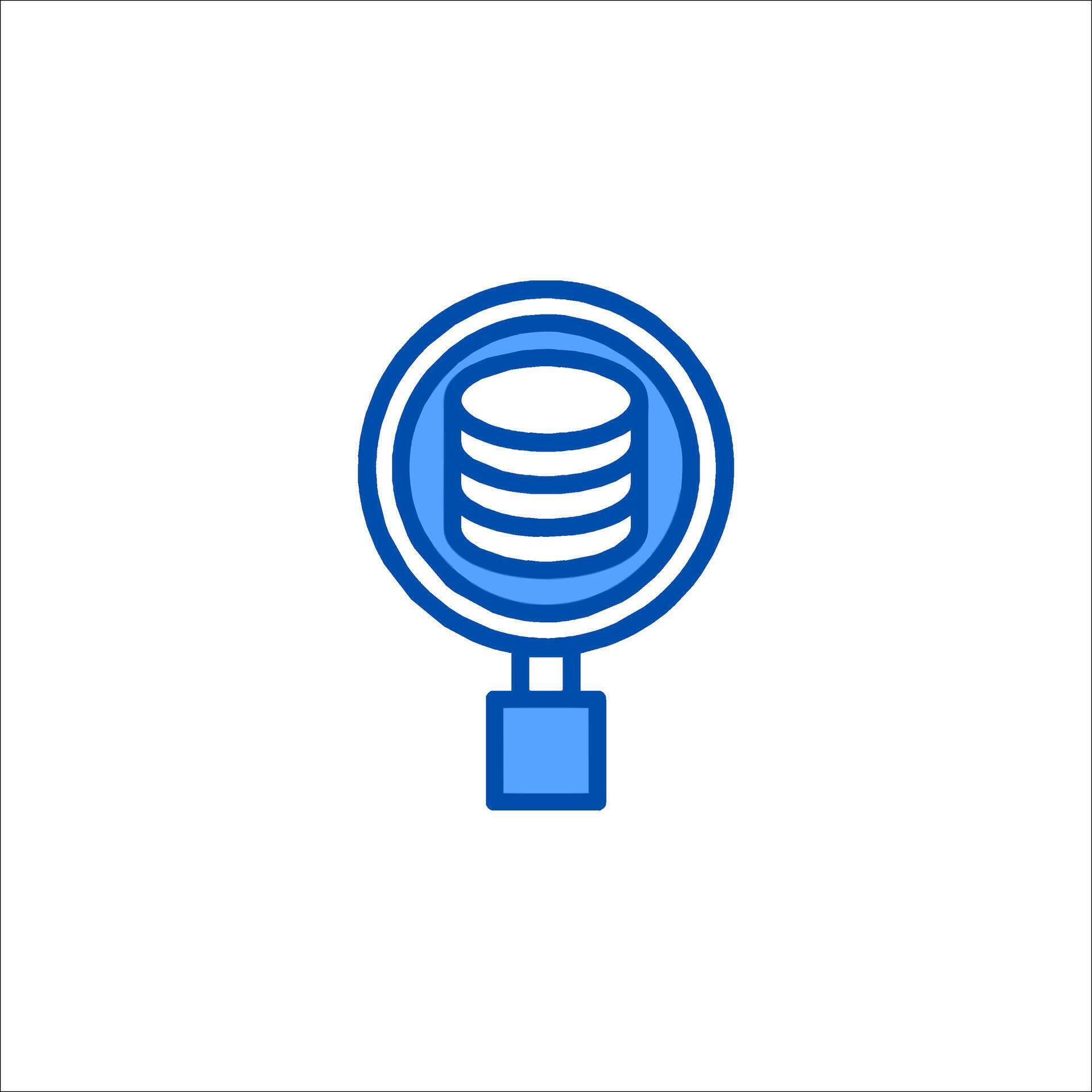 A blue icon of a magnifying glass with a stack of disks 53353427 Vector Art at Vecteezy