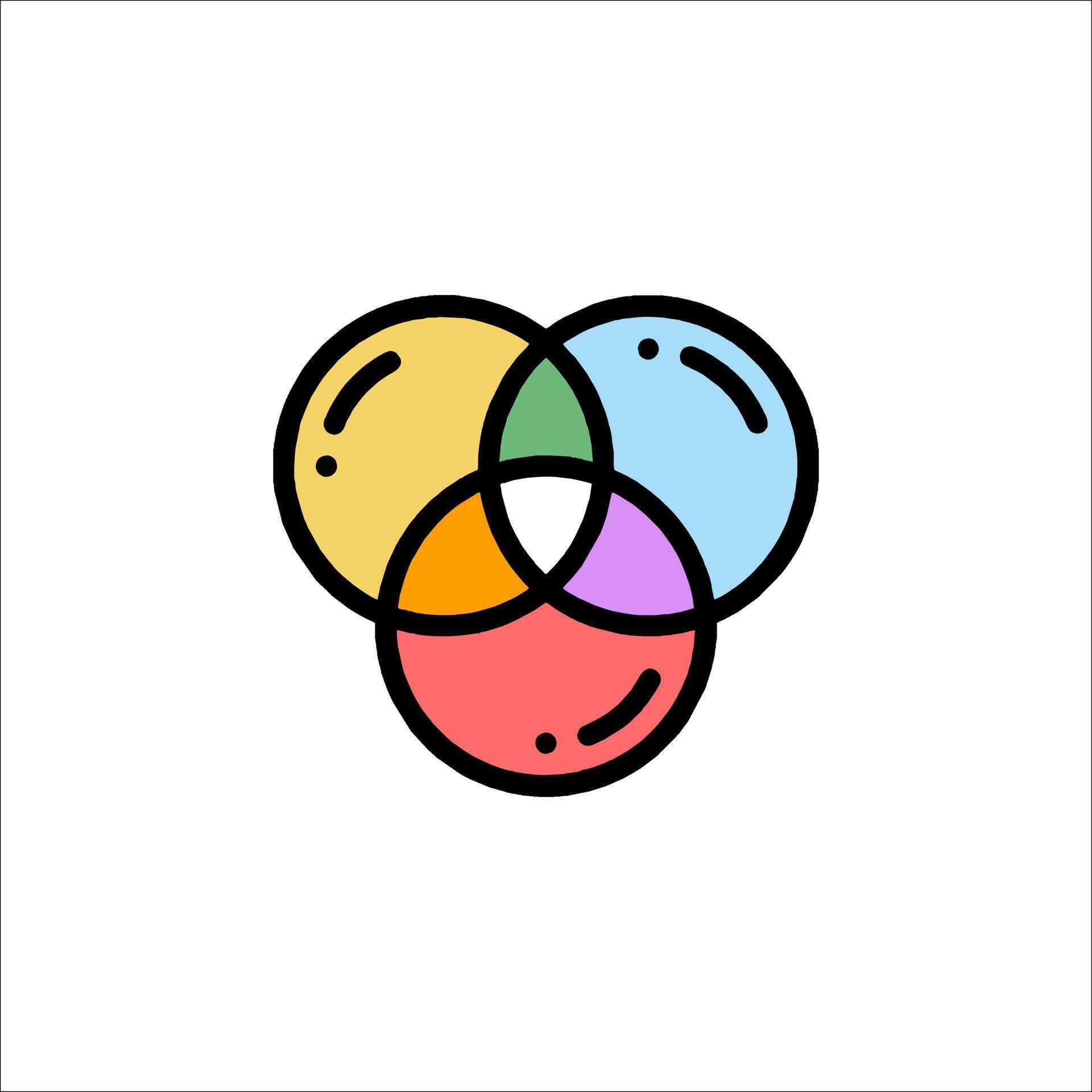 A venn diagram with three different colored circles 53354759 Vector Art ...