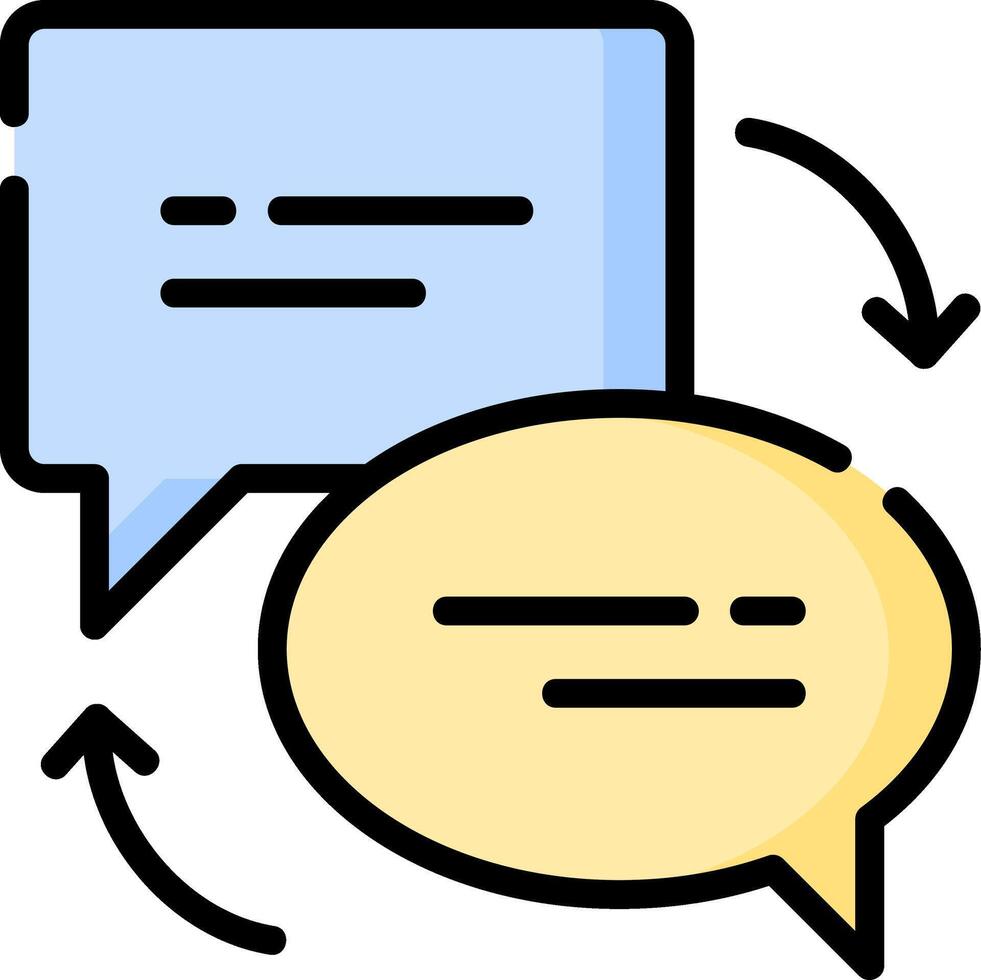 Two speech bubbles with arrows pointing to each other 53361395 Vector Art at Vecteezy