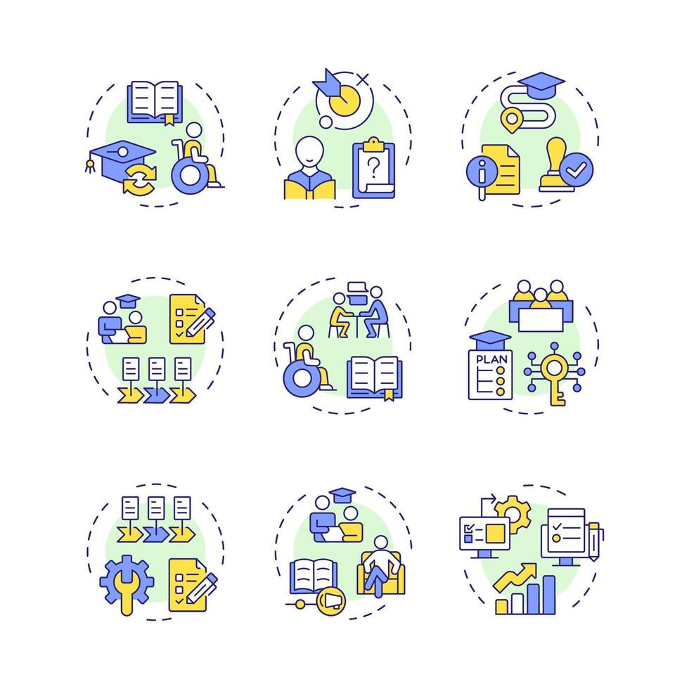 Special education multi color concept icons. Inclusive classes for ...