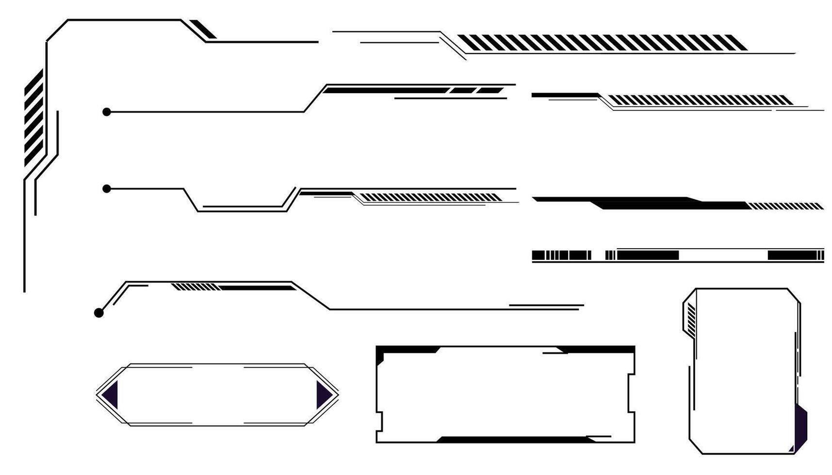 Futuristic HUD frames, borders text box game menu ui panel. Line tech line bar. Screen elements ...
