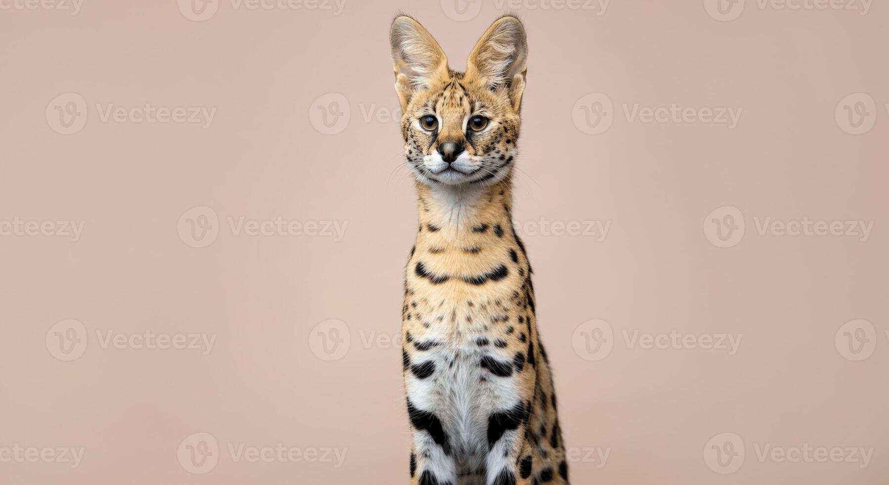 Captivating portrait of an african serval cat against a neutral ...