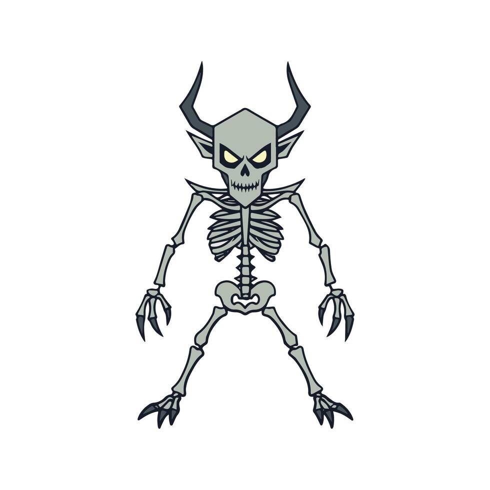 Wendigo Flat Illustration, Skeletal Creature, Stylized Design, Pale ... Wendigo Flat Illustration, Skeletal Creature, Stylized Design, Pale ...