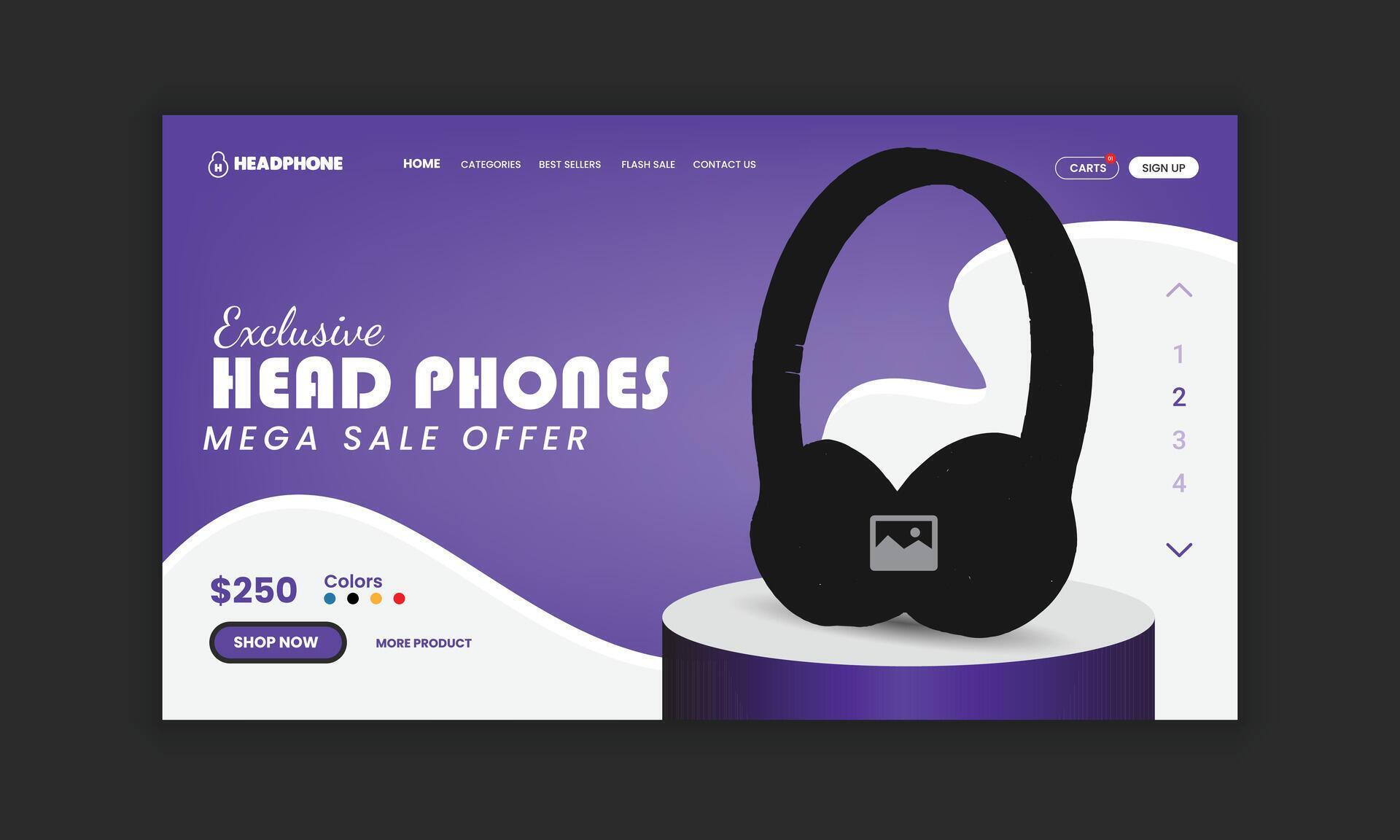 Headphone Landing Page Template 53391684 Vector Art at Vecteezy
