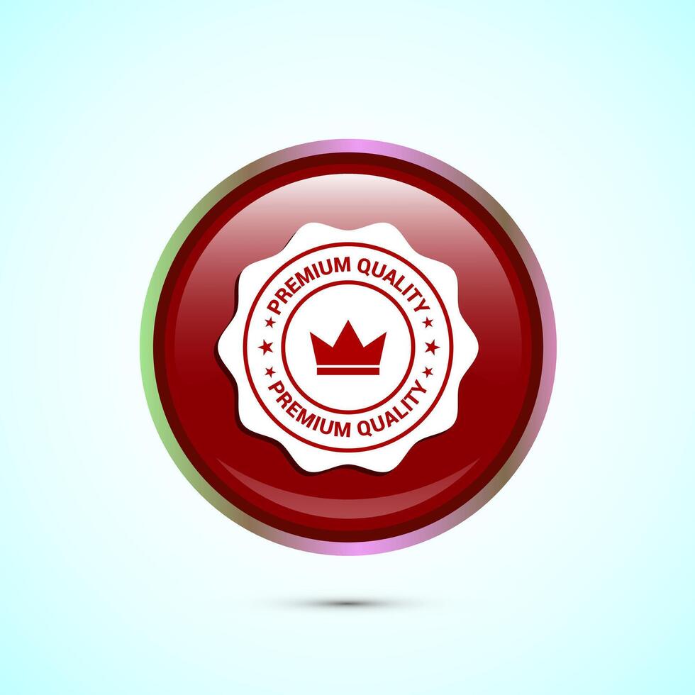 premium quality badge icon design illustration. Red Color Round Button ... premium quality badge icon design illustration. Red Color Round Button ...