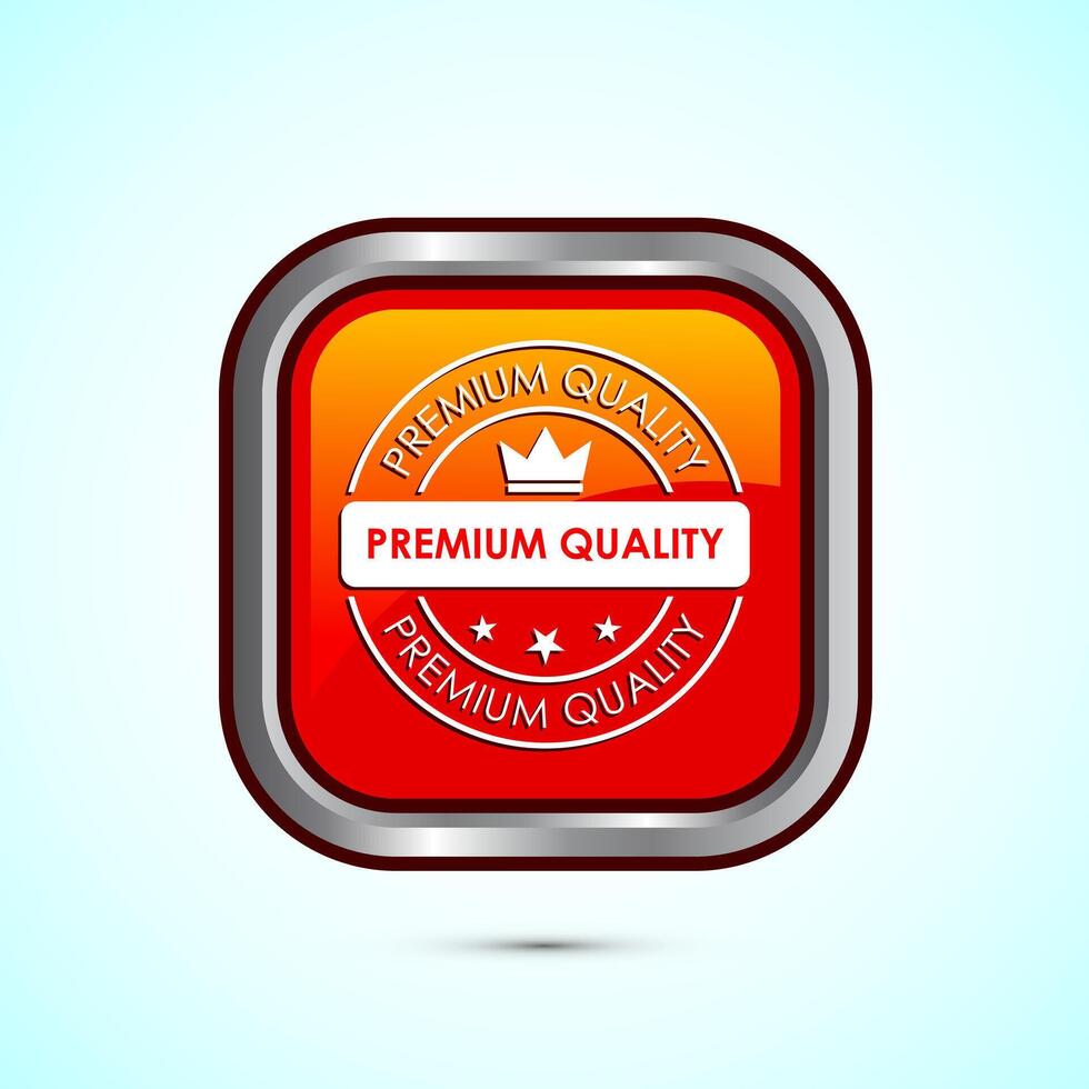 premium quality badge icon design illustration. Orange Color Square ... premium quality badge icon design illustration. Orange Color Square ...