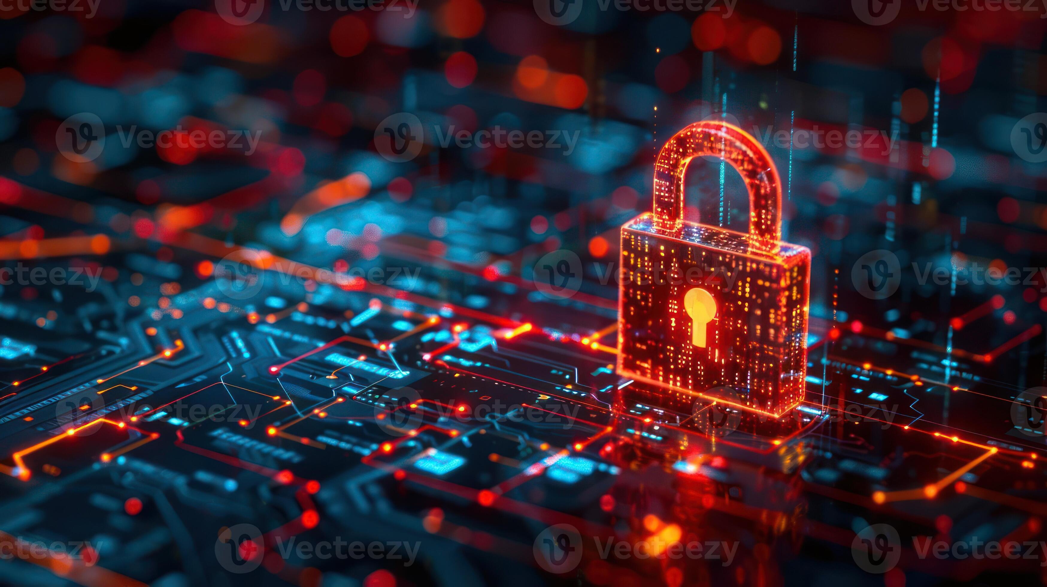 Digital Padlock On A Circuit Board Symbolizing Cybersecurity And Data Protection 53402849