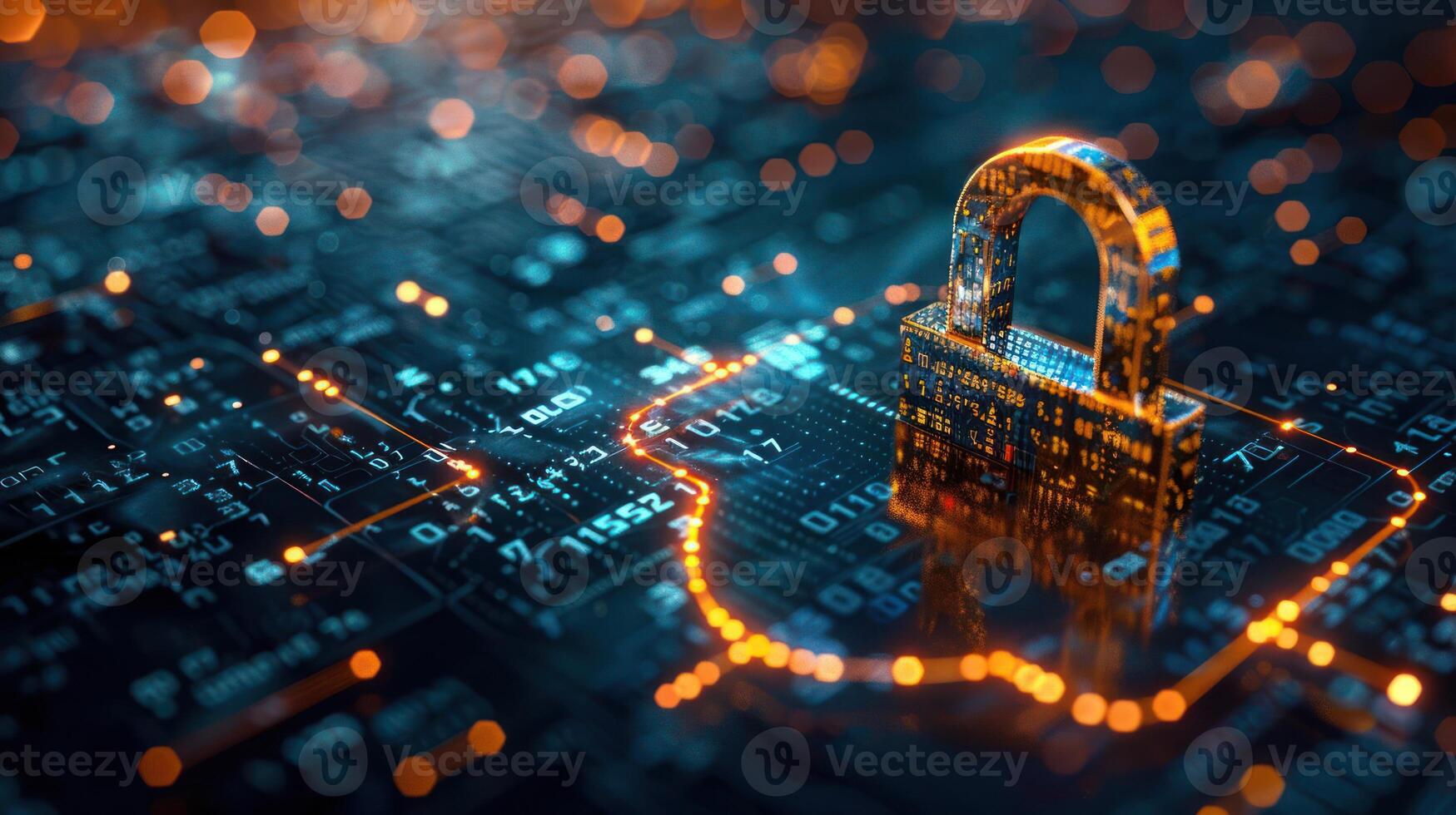 Digital lock symbolizing cybersecurity on a circuit board background. 53403266 Stock Photo at ...