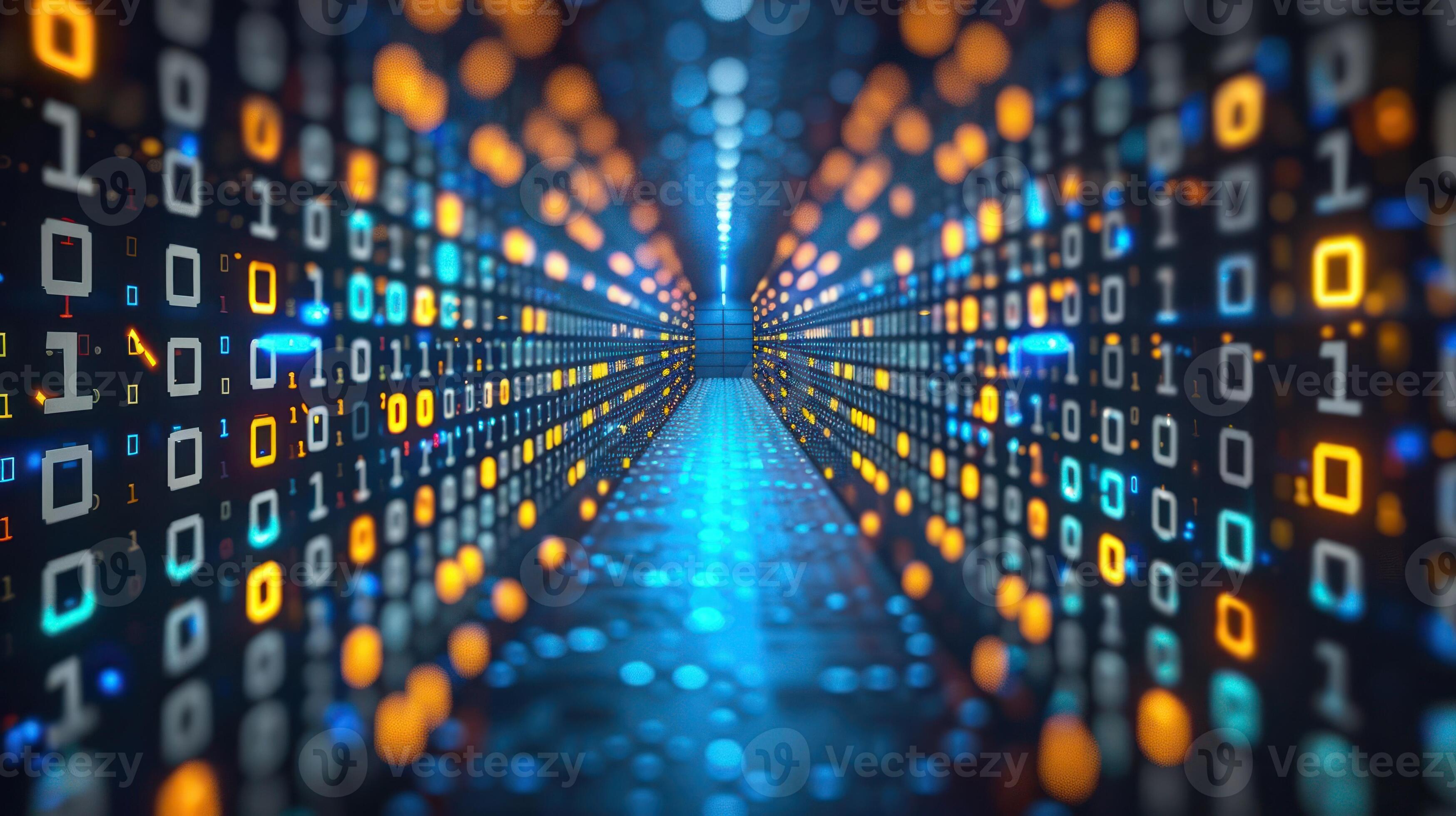 A digital tunnel of binary code representing data flow and technology. 53403695 Stock Photo at ...