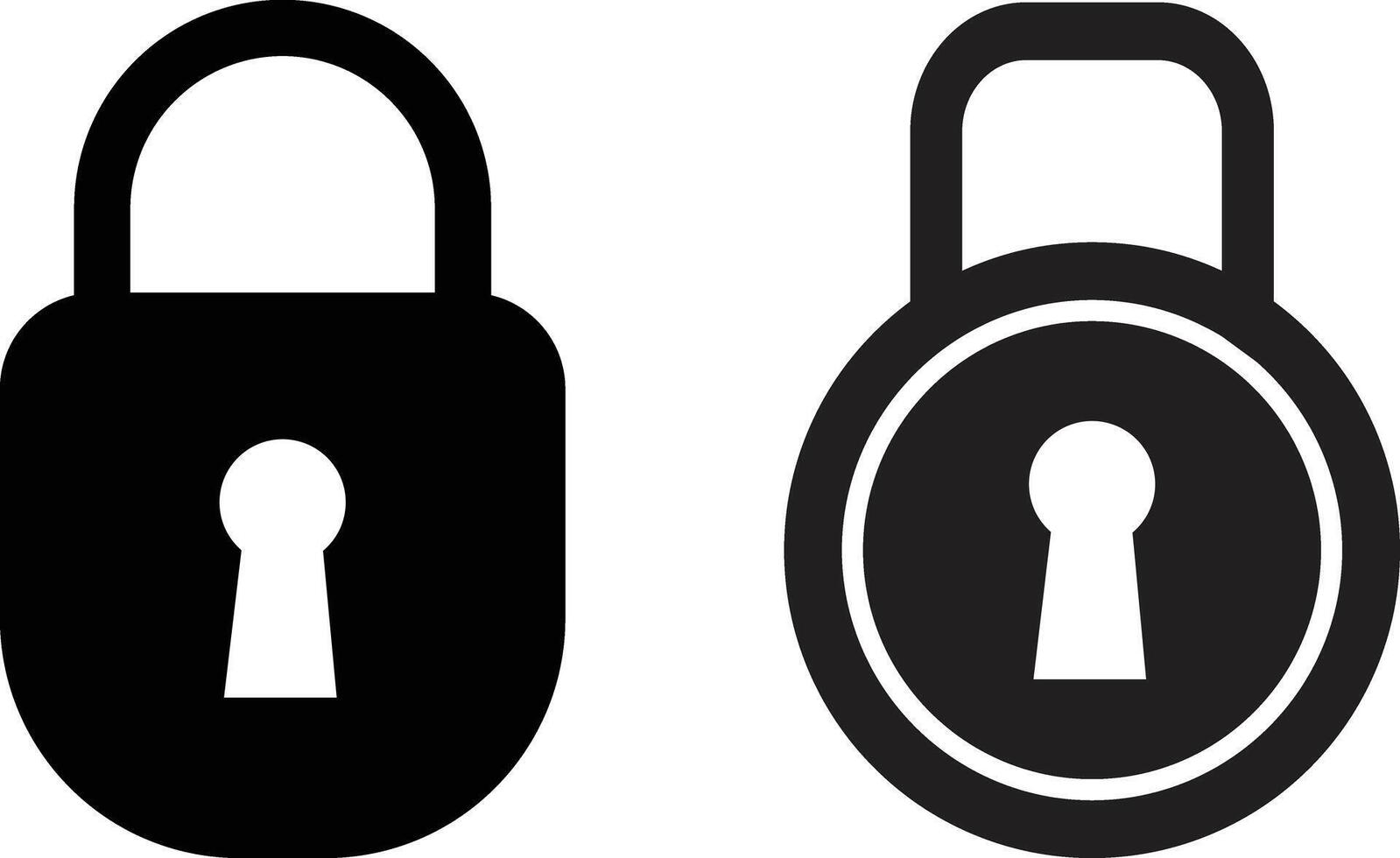 Lock icon set in two shapes isolated on white background . Padlock icon ...