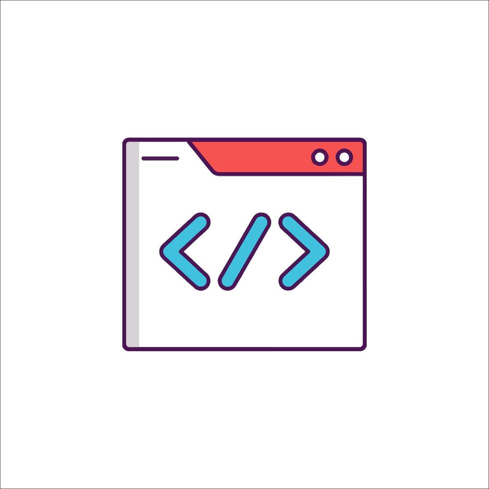 A web page with a code symbol 53417058 Vector Art at Vecteezy