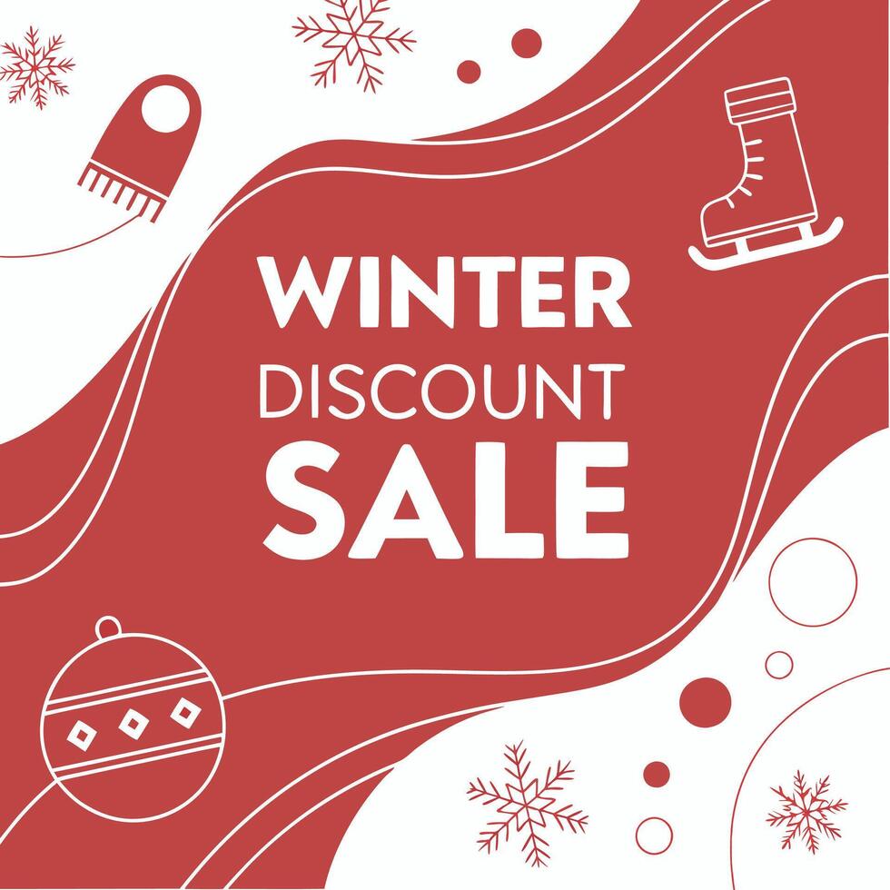 Winter discount sale red white design, for product sales or promotion ...