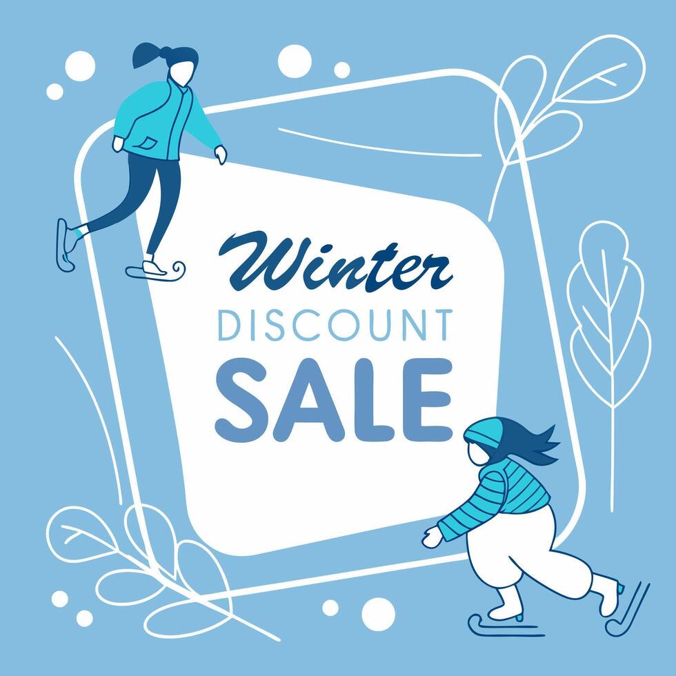Winter discount sale blue white design, for product sales or promotion ...