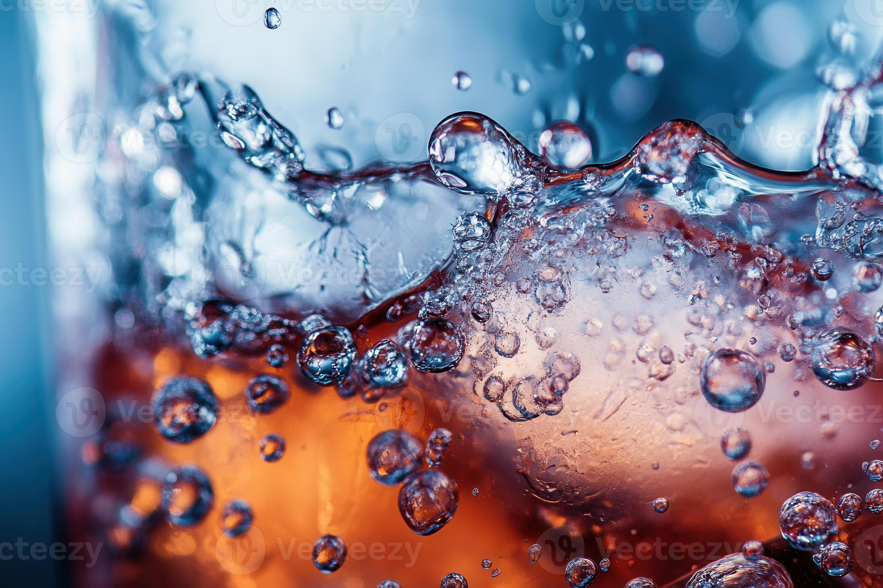 Close-up of ice cubes in a fizzy drink, with splashing water and bubbles. 53425668 Stock Photo ...