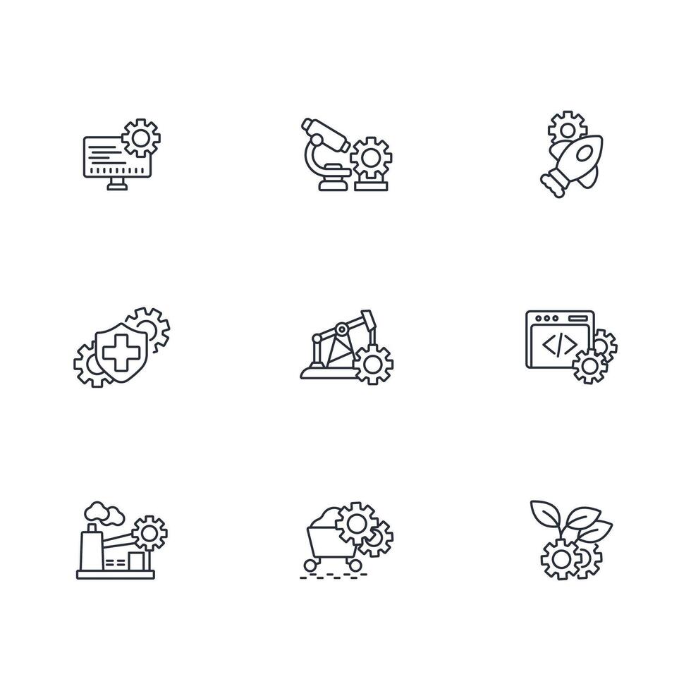 Engineering icon set..Editable stroke.linear style sign for use web ...