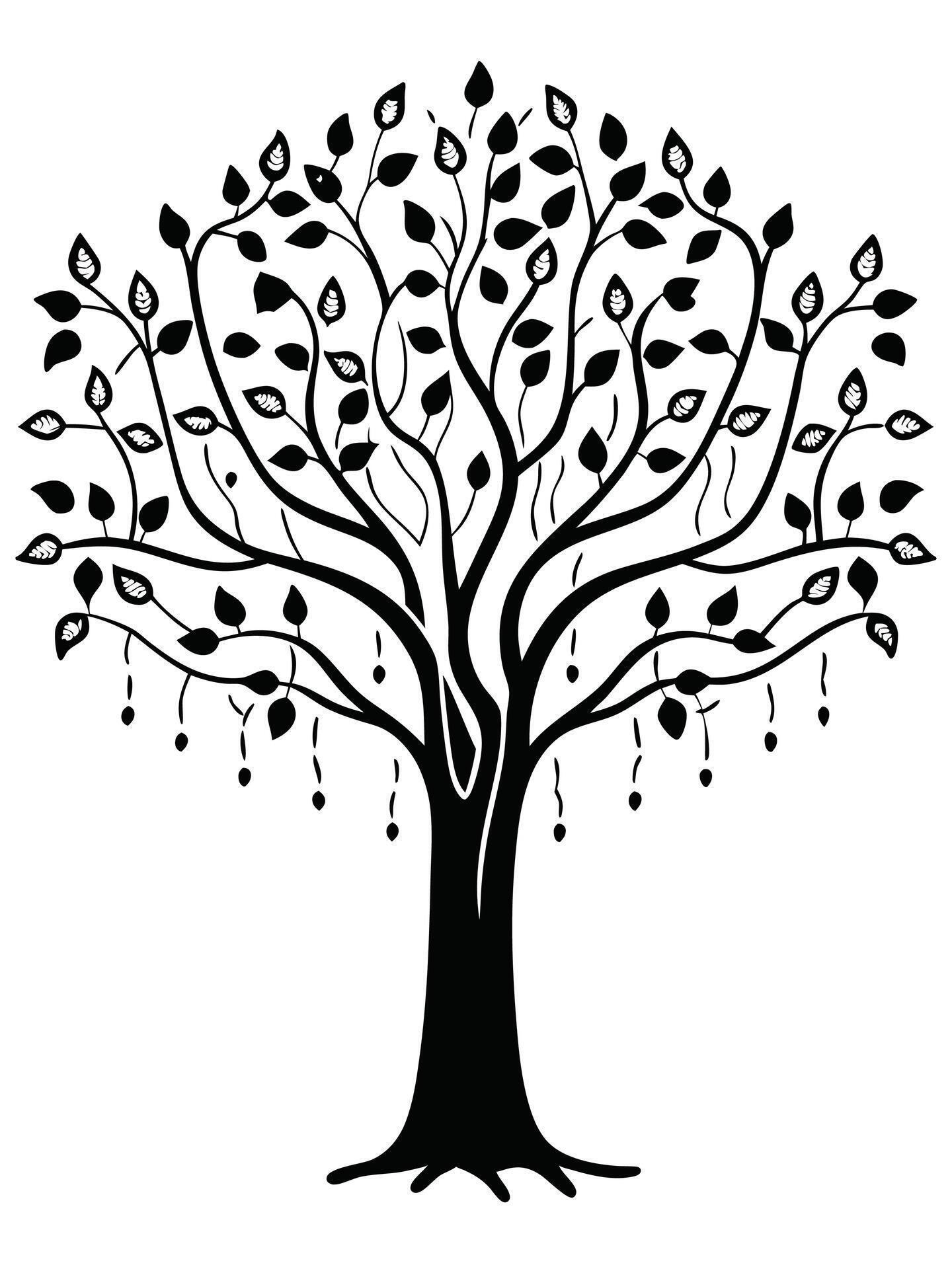 Line Art of a Lush Golden Wishing Tree with Leaves 53436661 Vector Art at Vecteezy