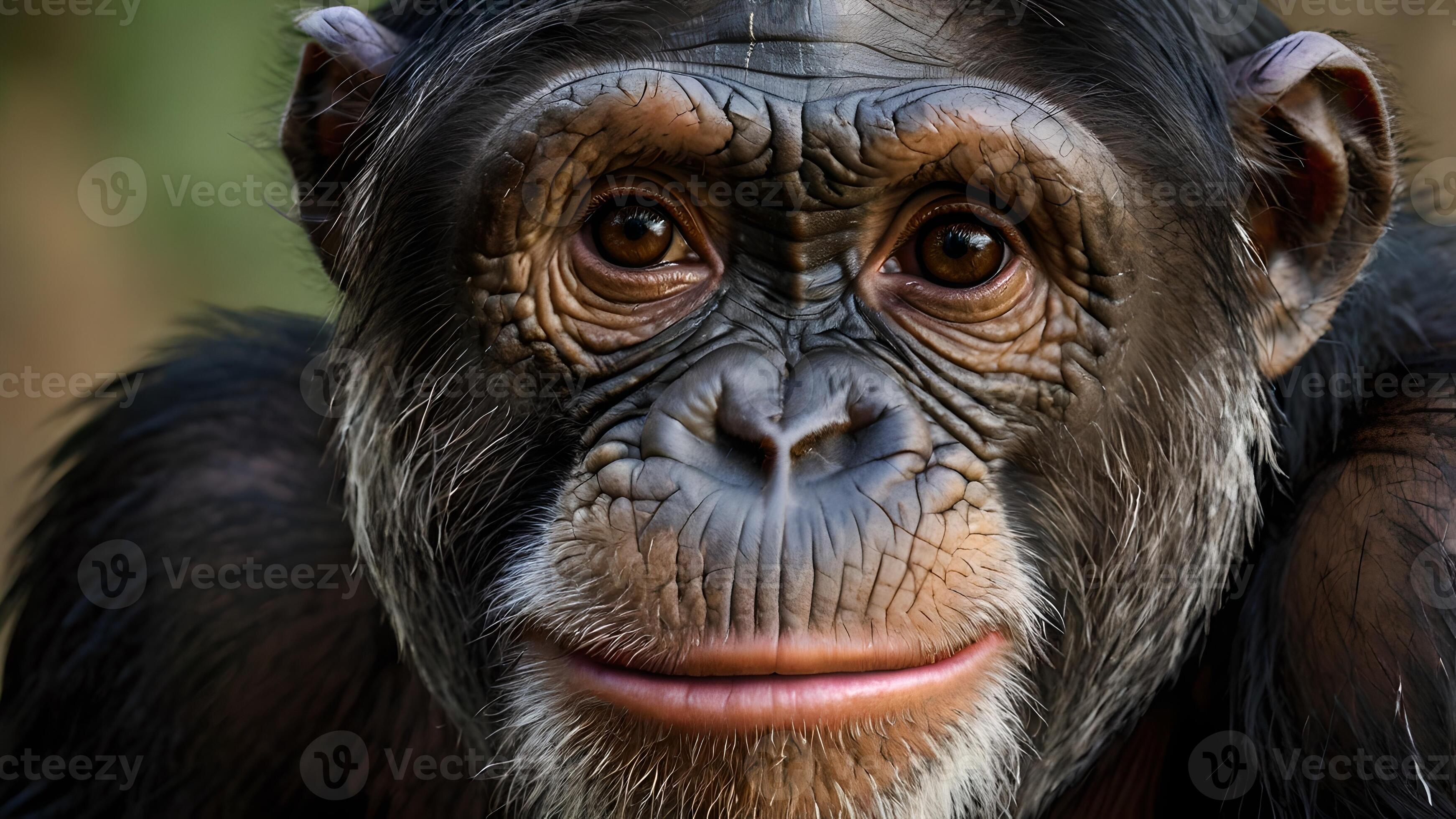 Chimpanzee Portrait Close Up Expressive Face Fur Details 53440325 Stock ...