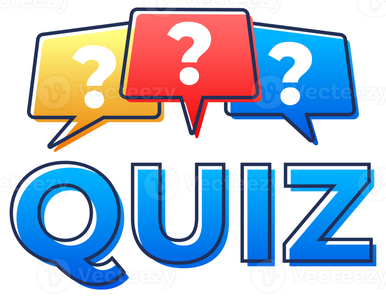 Quiz Time Colorful Typography Design With Question Marks Bubbles 53444855 Png
