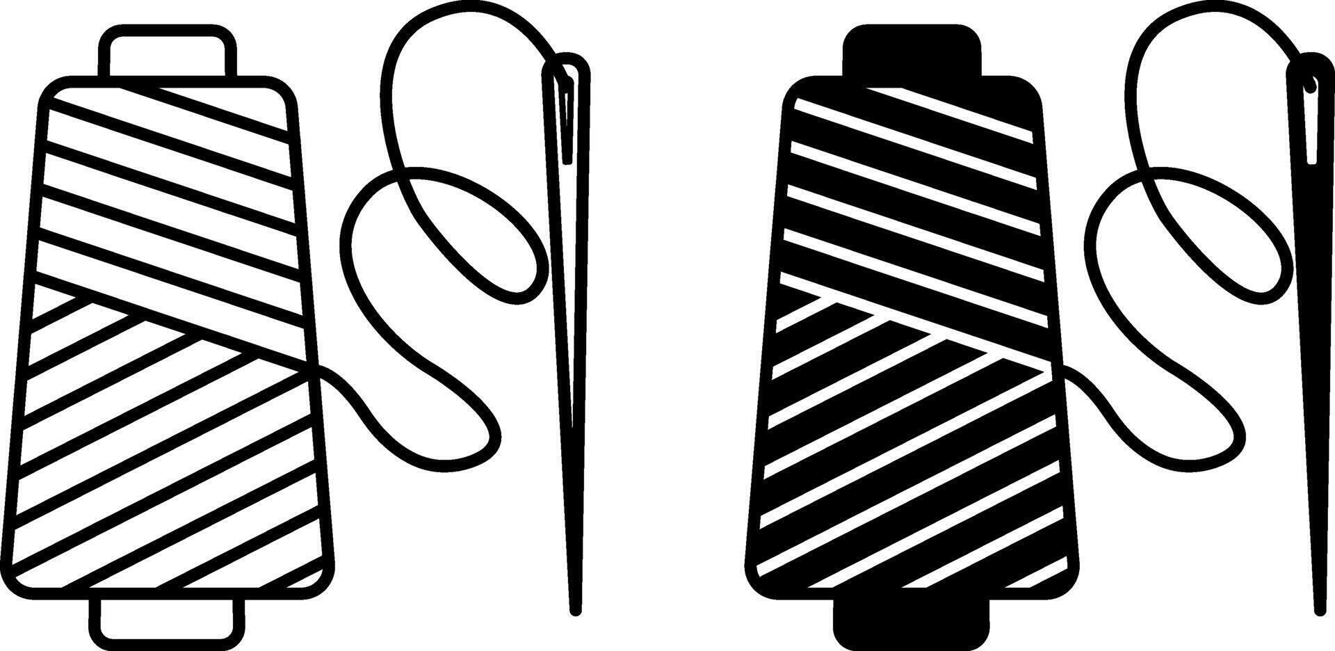 Sewing Thread Spool Icons Black And White Illustrations Thread And