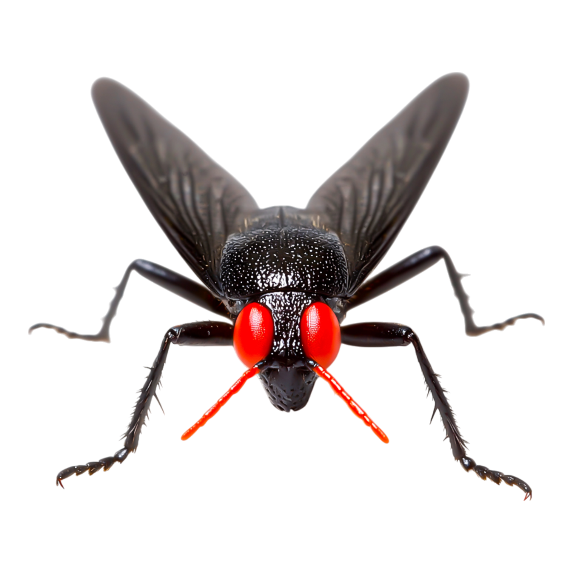 Close-up View of a Black Fly with Bright Red Eyes and Detailed Features ... Close-up View of a Black Fly with Bright Red Eyes and Detailed Features ...