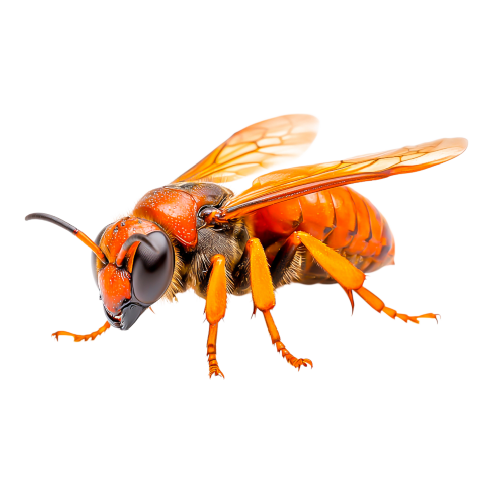 Close-up of a Vibrant Orange Bee with Detailed Insect Features 53449097 PNG