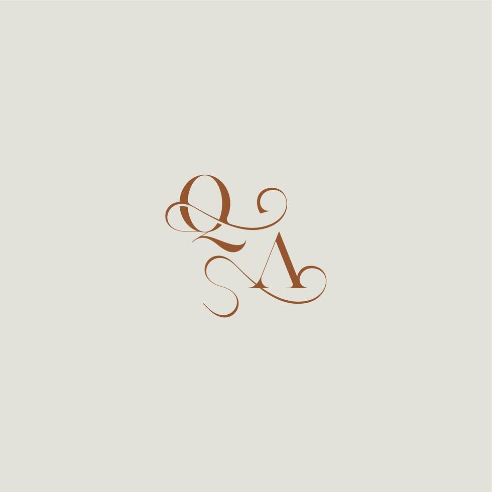 monogram wedding style logo concept initial with thin line QA contemporary modern curvy letter ...