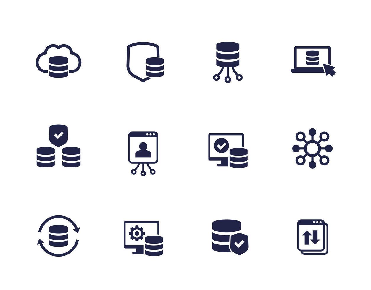 data storage and security, database icons set 53457168 Vector Art at ...