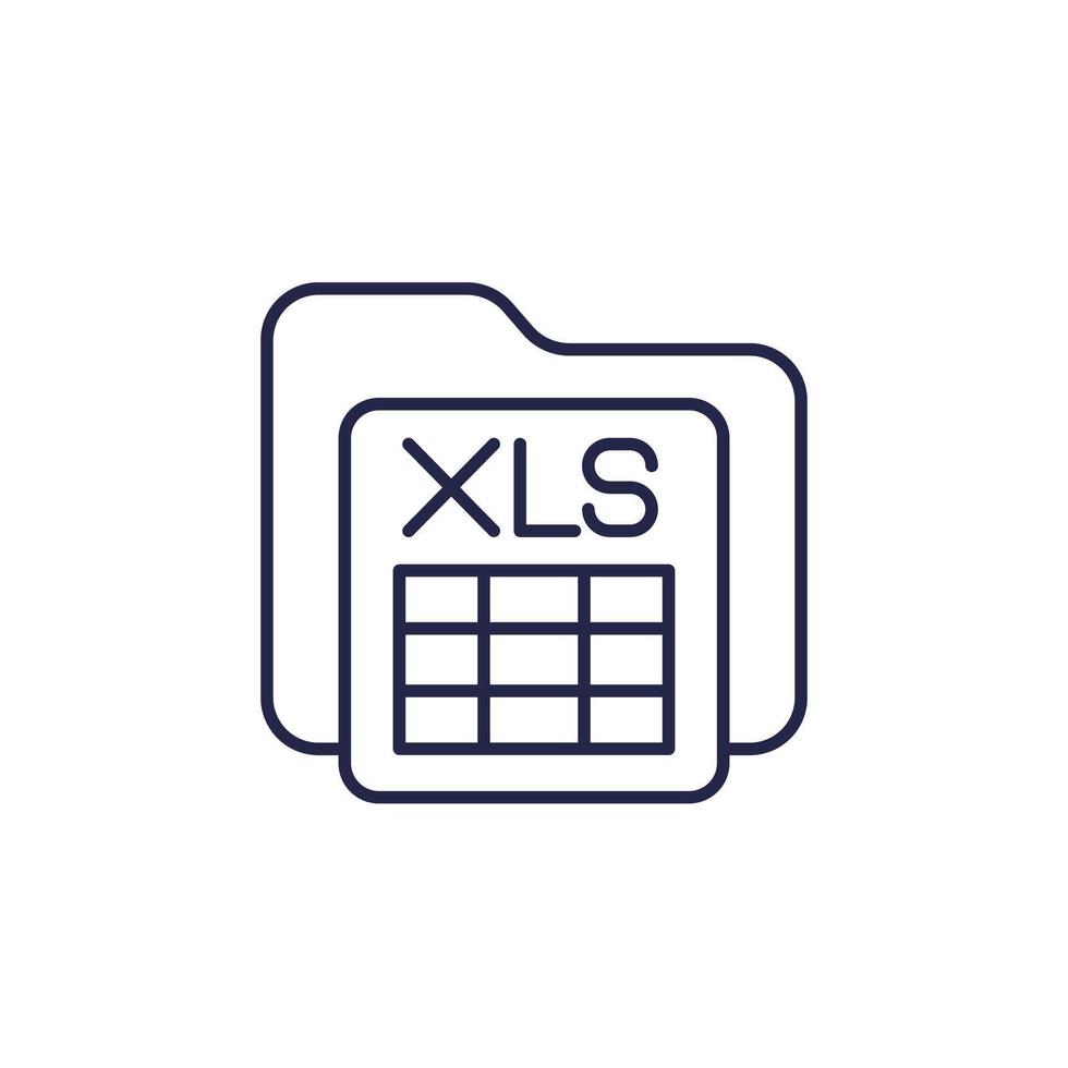 xls document line icon with a file folder 53457374 Vector Art at Vecteezy