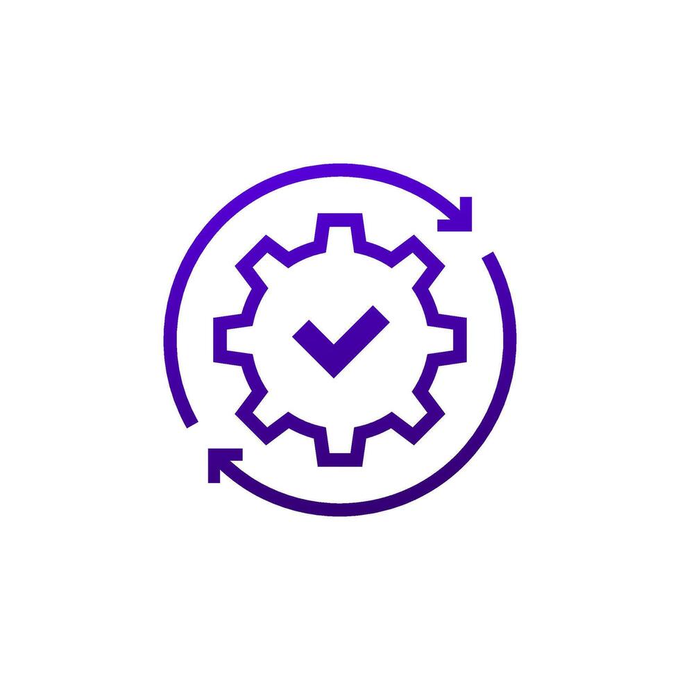 process completed icon, tick and gear 53457490 Vector Art at Vecteezy