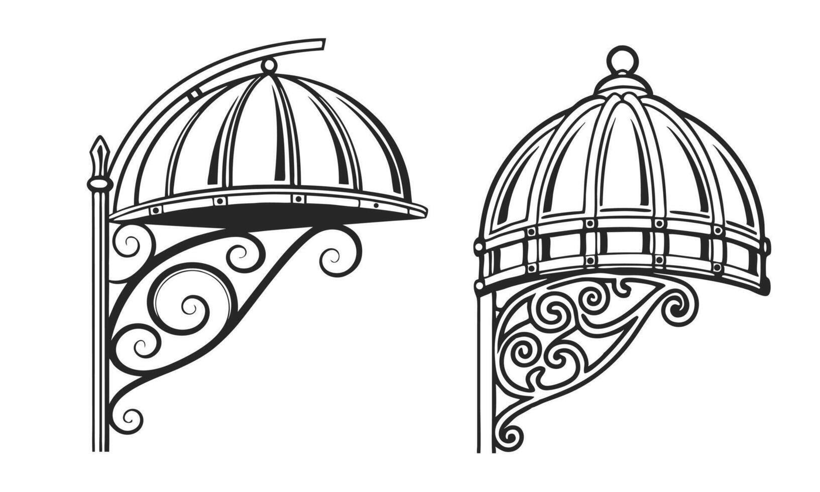 Two Lamp Posts With Ornate Designs 53458049 Vector Art At Vecteezy