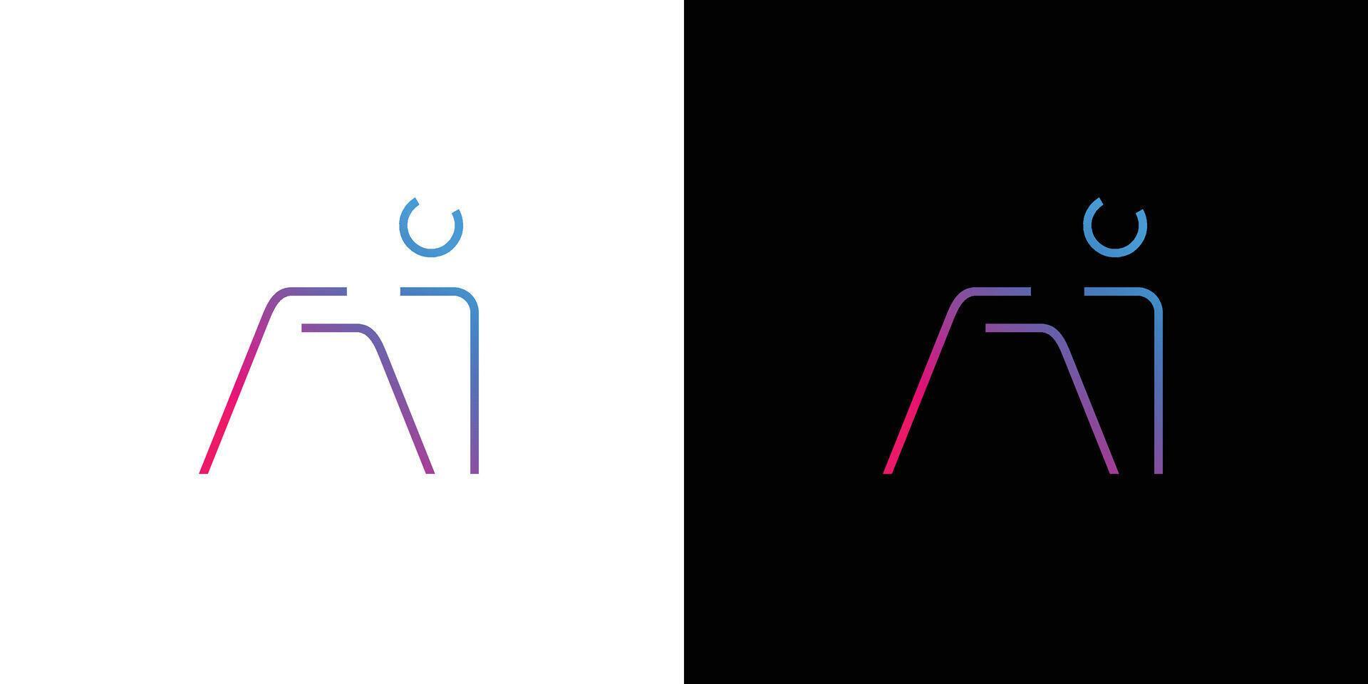 Minimalistic AI Logo Design in Gradient Colors With Black and White ...