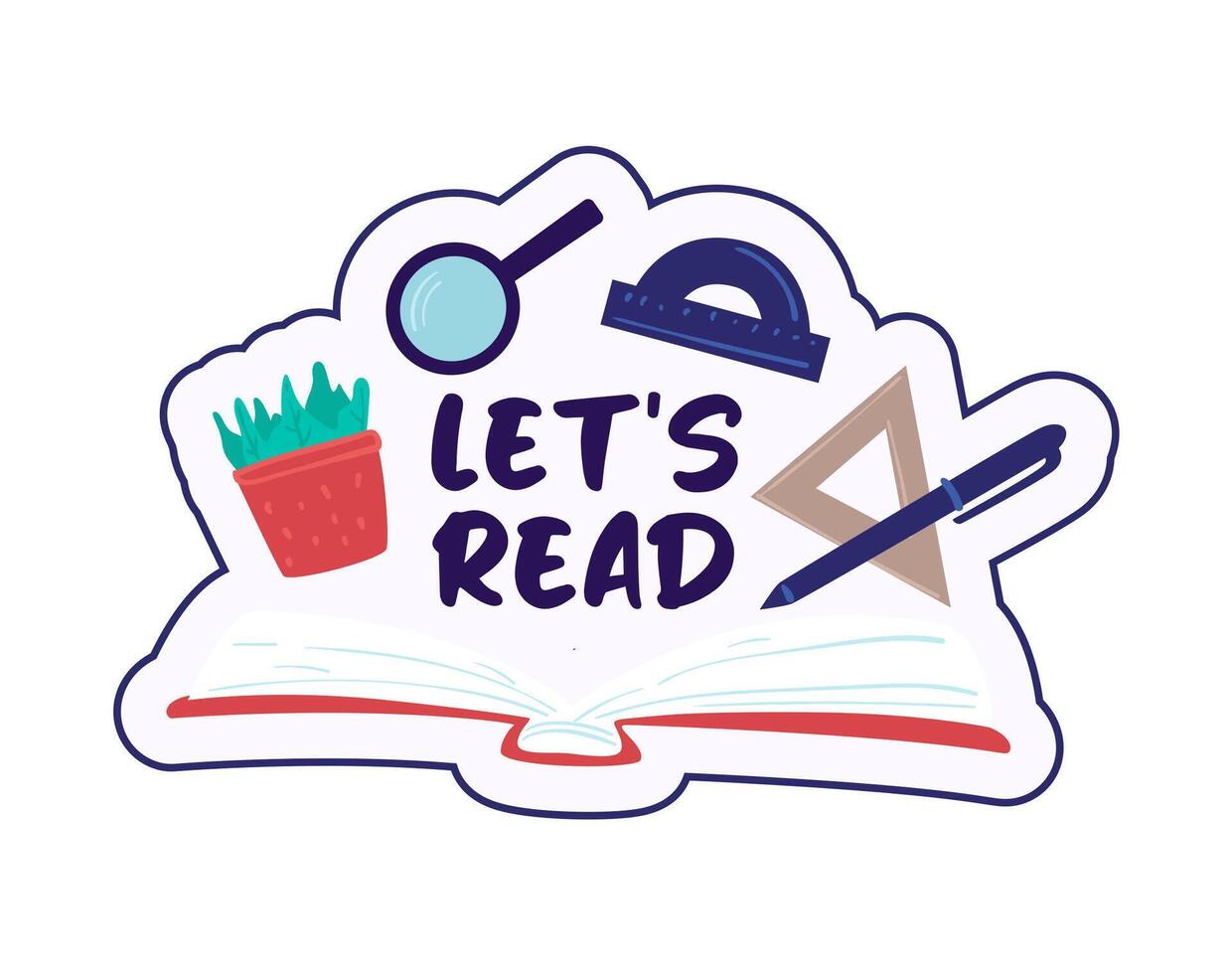 Let's Read Educational Sticker 53466306 Vector Art at Vecteezy