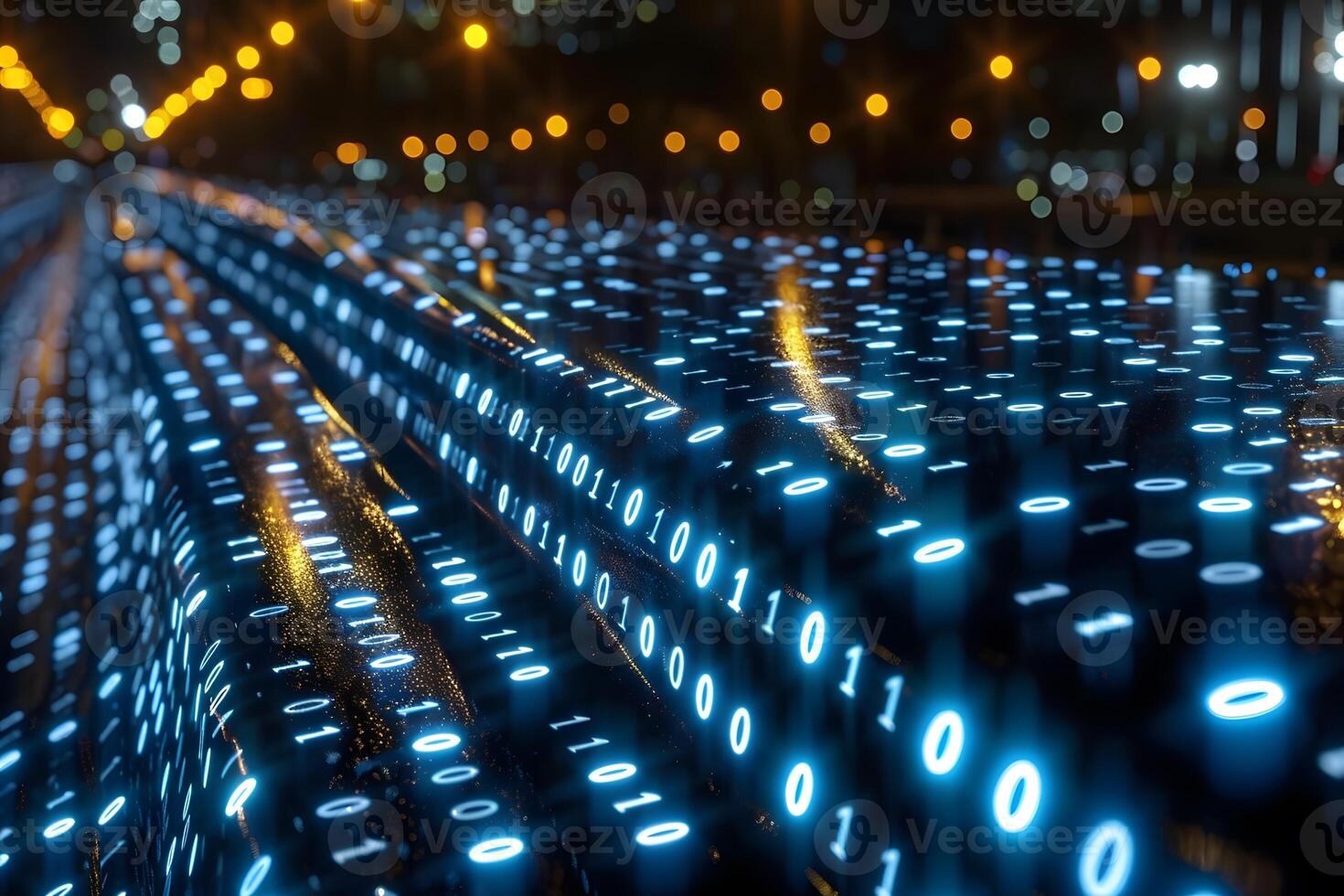 Futuristic Digital Matrix with Glowing Binary Code for Technology ...