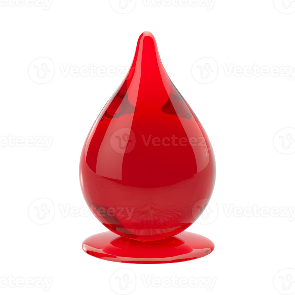 Red Glass Teardrop On A Smooth Surface On Isolated Background 53504686 Png