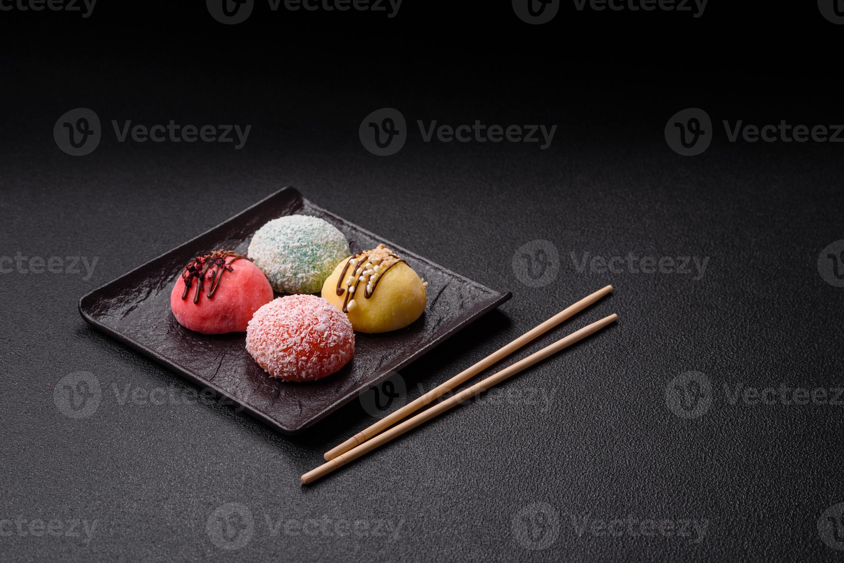 Delicious colorful asian mochi sweets with rice dough shell and fruit filling 53534676 Stock ...