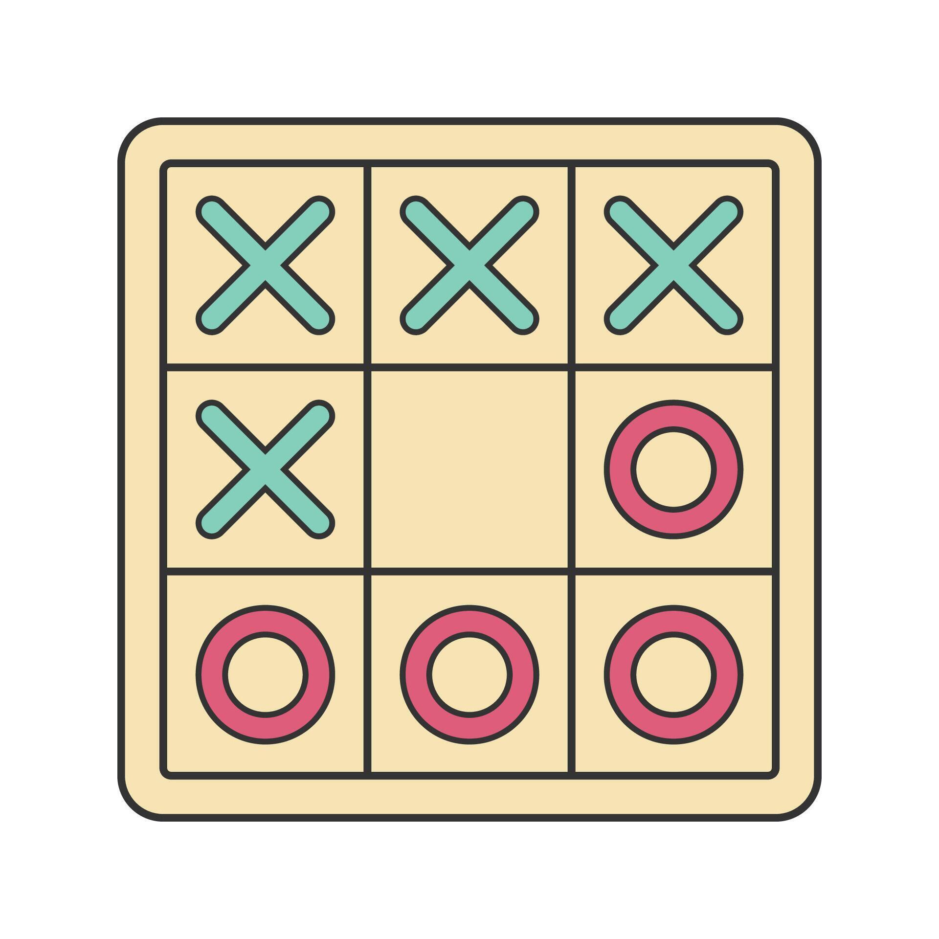 Tic Tac Toe Board Icon Illustration with bright color palette in flat ...