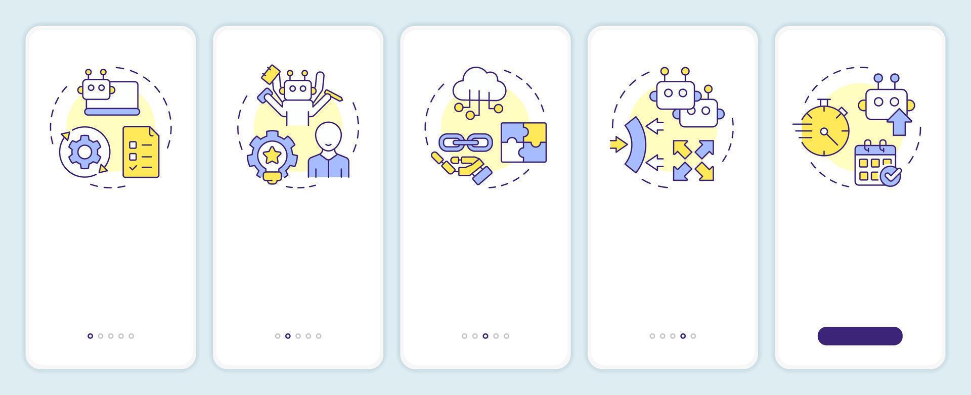 Benefits of RPA onboarding mobile app screen. Robotization walkthrough ...