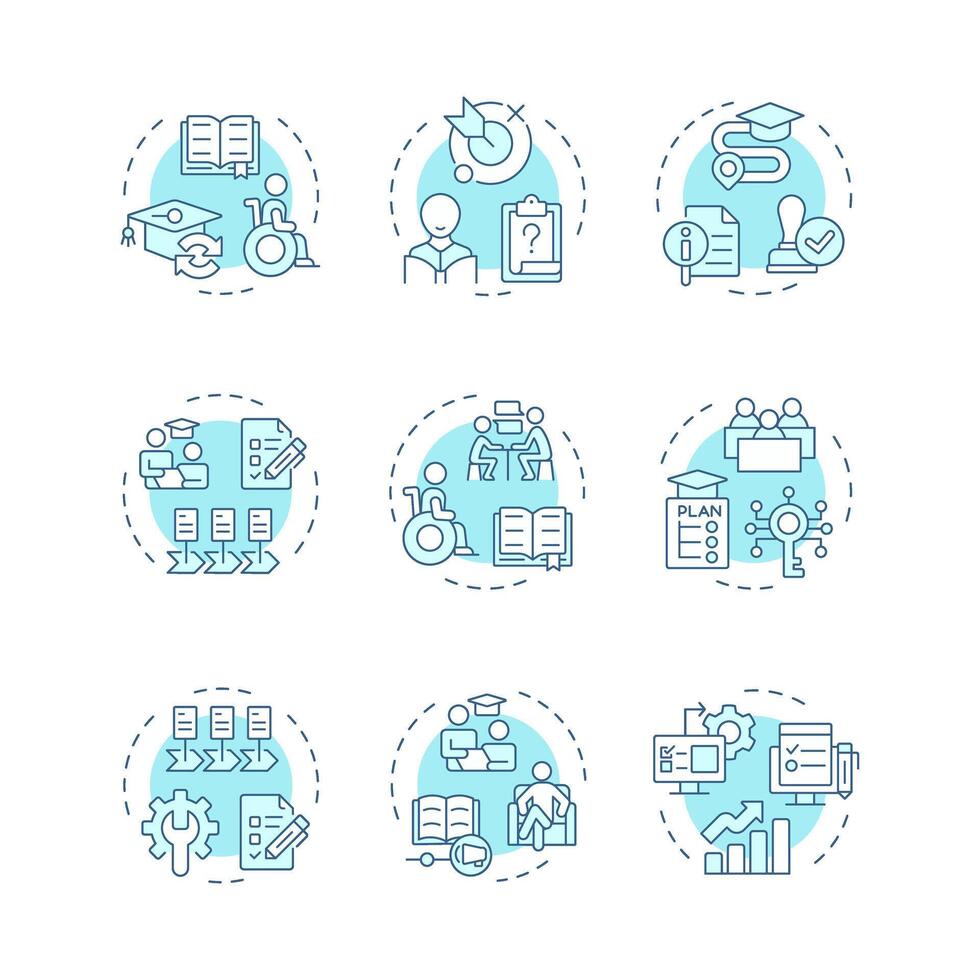 Special education soft blue concept icons. Inclusive classes for ...