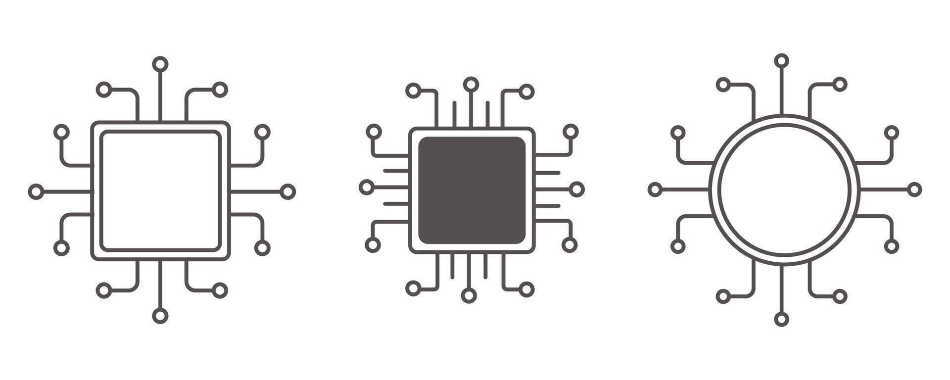 Processor Line Icon Microchip Cpu Technology Board Central Processing