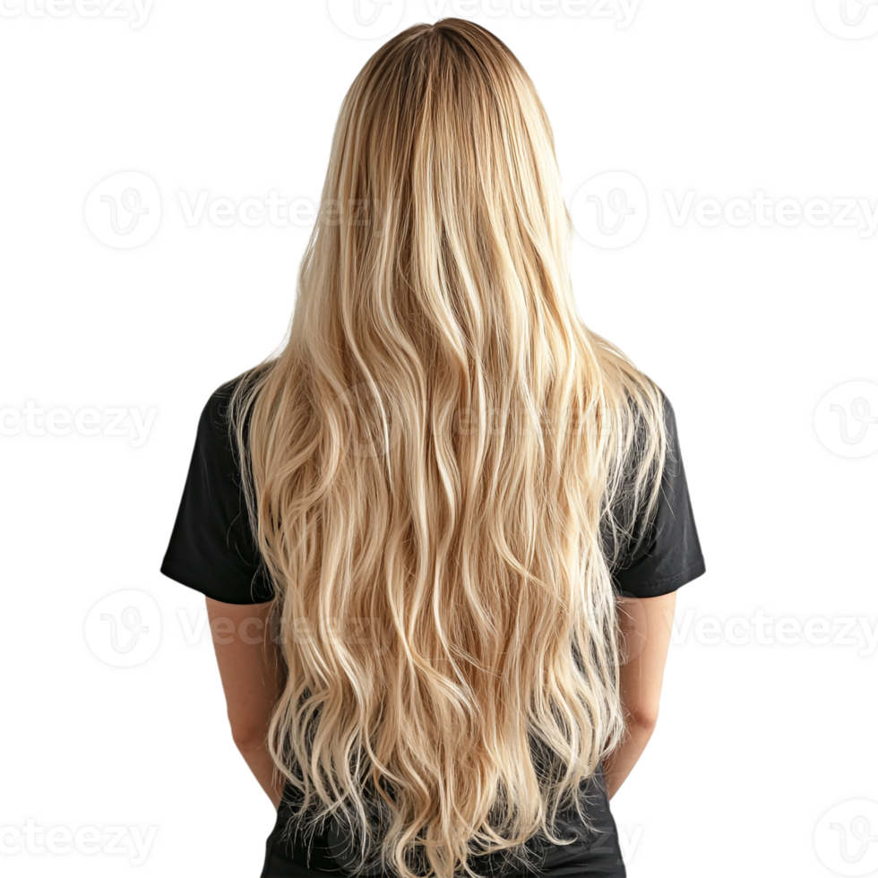 The Back Of A Woman With Long Blonde Hair 53538353 Png