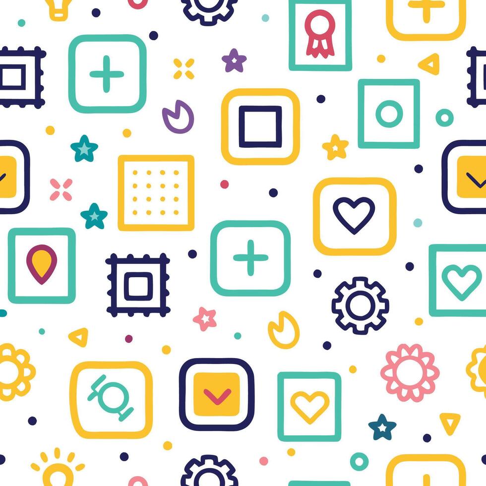 a colorful pattern with icons and symbols 53545775 Vector Art at Vecteezy