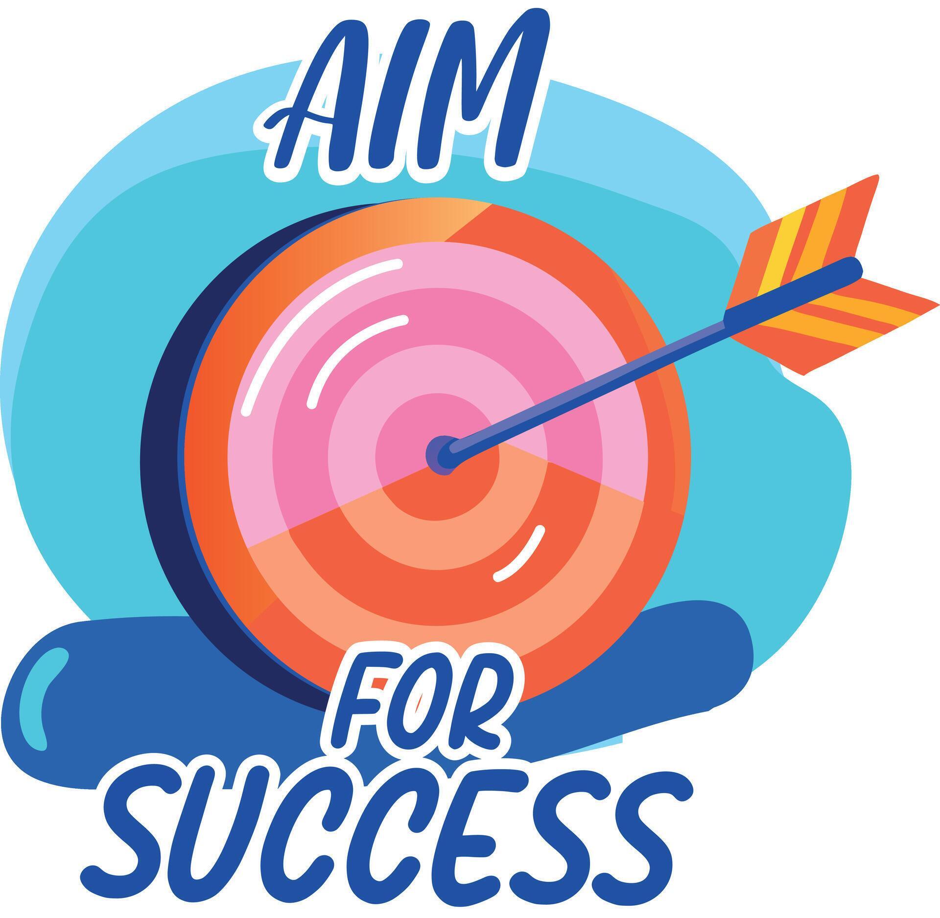 A flat sticker of a dartboard with the text aim for success 53545961 ...