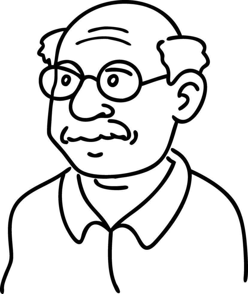 Cartoon Elderly Man Line Art Portrait Illustration for Design and ... Cartoon Elderly Man Line Art Portrait Illustration for Design and ...