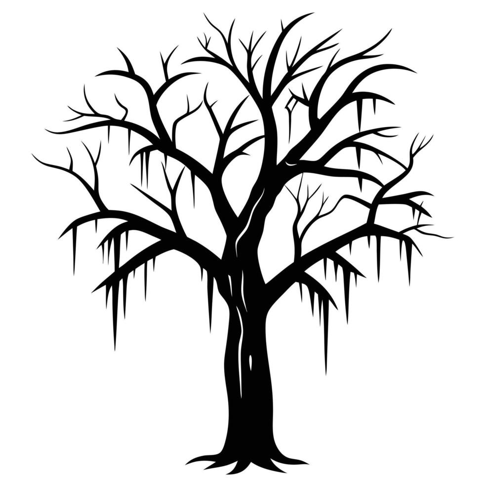 Sparse Tree with Frosty Icicles on Twigs 53548466 Vector Art at Vecteezy