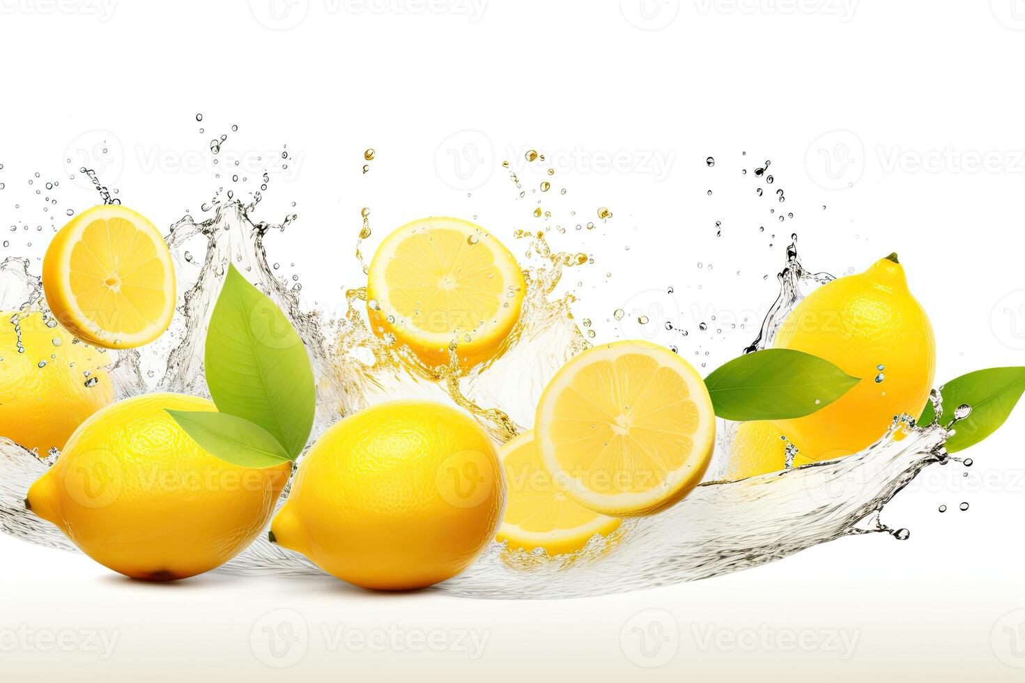 Floating lemon fruits with fresh lemon juice on white background 53553538 Stock Photo at Vecteezy