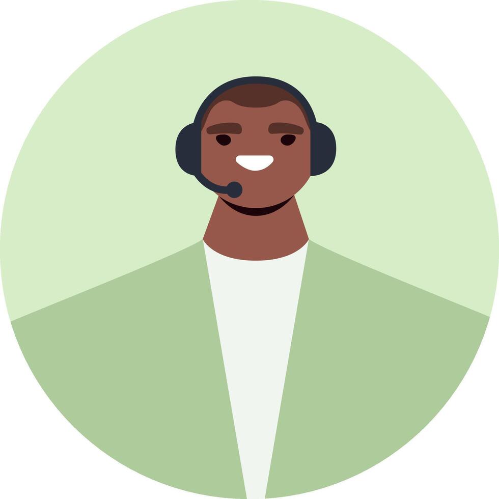 Friendly male call center operator wearing headset providing customer support, answering queries ...